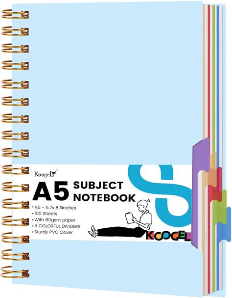 Notebooks College Ruled 5 Subject Notebook Notebooks For School 6 2 X 8 3