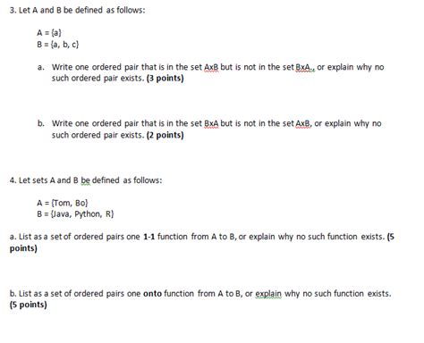 solved let a and b be defined as follows a {a} b {a