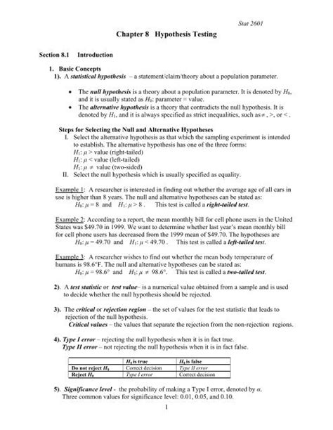 Chapter 8 Hypothesis Testing