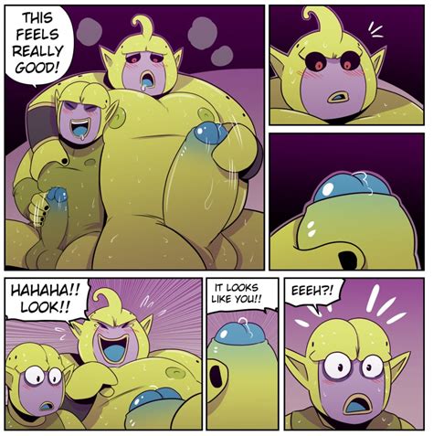 Rule 34 Blush Dragon Ball Daima Jerking Off Majin Duu Majin Kuu Male Male Only Moob Grab Moobs