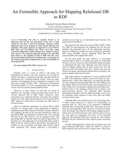Pdf An Extensible Approach For Mapping Relational Db To Rdf