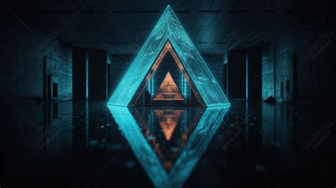 추상 삼각형 포털 블루 네온 배경 및 물 반사를 사용한 놀라운 3d 렌더링 놀라 배경 네온 배경 물 배경 이미지 Hd 놀라 네온 물 배경 사진 무료 다운로드