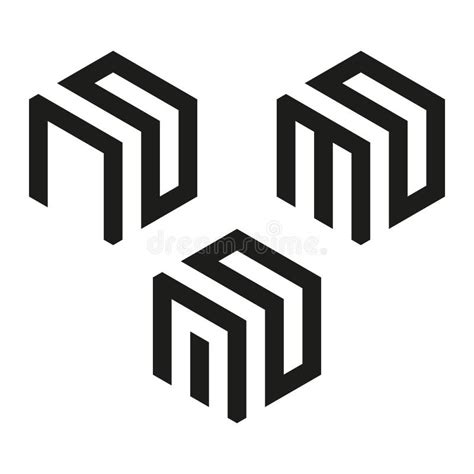 Isometric Cube Icon Abstract Geometric Design Black And White Contrast Vector Modern