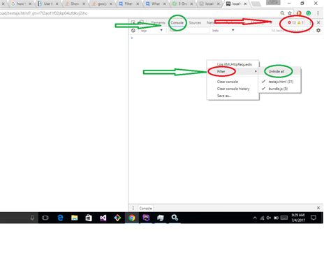 How Can I Unhide Javascript And Html Errors Hidden By Filters In Chrome Stack Overflow