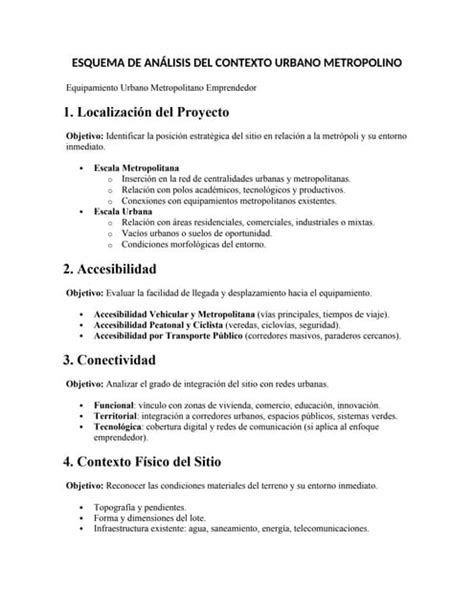 Esquema De AnÁlisis Del Contexto Urbano Metropolinodocx