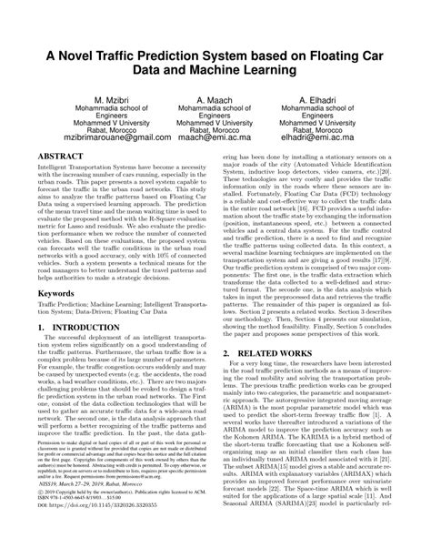 Pdf A Novel Traffic Prediction System Based On Floating Car Data And Machine Learning