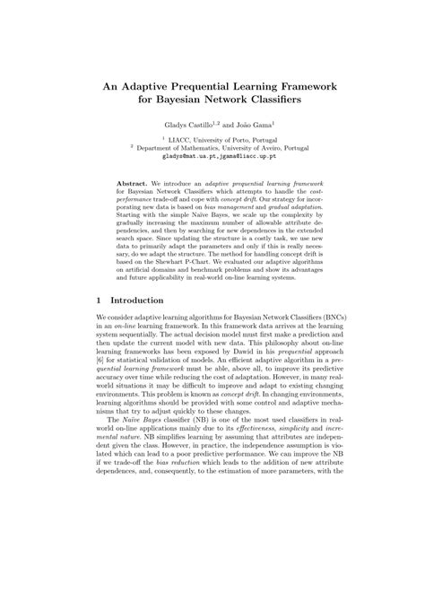 Pdf An Adaptive Prequential Learning Framework For Bayesian Network Classifiers