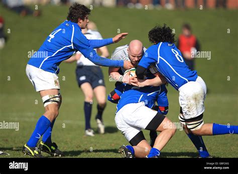 Scotlands Jason Hill Centre Is Challenged By Italys Ivan Perrone Left Giulio Rampa