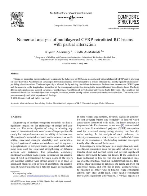 Pdf Numerical Analysis Of Multilayered Cfrp Retrofitted Rc Beams With Partial Interaction