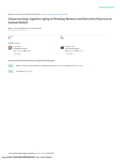 Characterizing Cognitive Aging Of Working Memory 2014 Córtex Pre Frontal Pdf