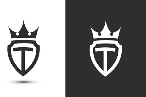 Letter T Initials Signature Logotype Elegant Logo Icon Vector Design Luxury Shield Crown Sign