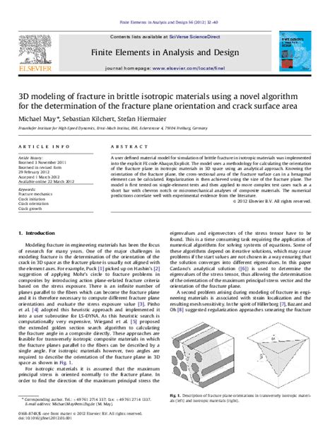 Pdf 3d Modeling Of Fracture In Brittle Isotropic Materials Using A