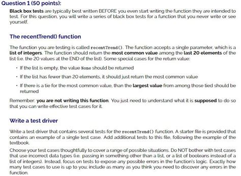 Solved Question 1 50 Points Black Box Tests Are Typically