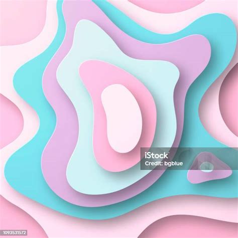 종이 배경 잘라 파스텔 색상 추상 파 도형최신 유행 3d 디자인 0명에 대한 스톡 벡터 아트 및 기타 이미지 0명 3차원 형태 곡선 Istock