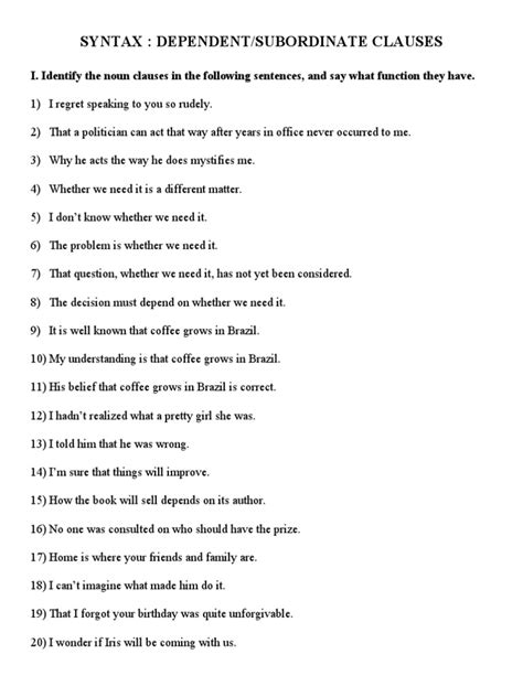 Syntax Dependentsubordinate Clauses Pdf Clause Linguistic Morphology