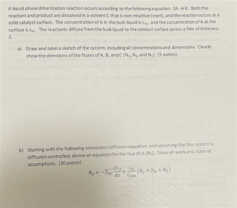 Solved A Liquid Phase Dimerization Reaction Occurs According