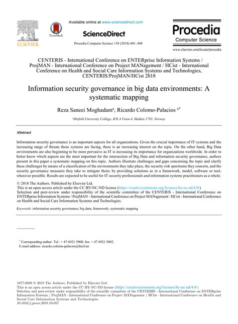 pdf information security governance in big data environments a