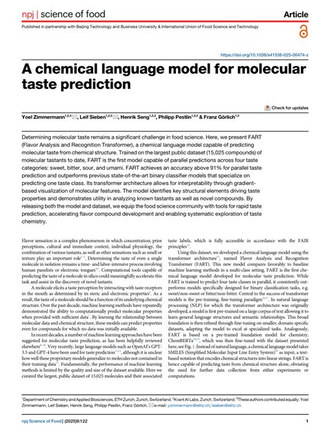 Pdf A Chemical Language Model For Molecular Taste Prediction