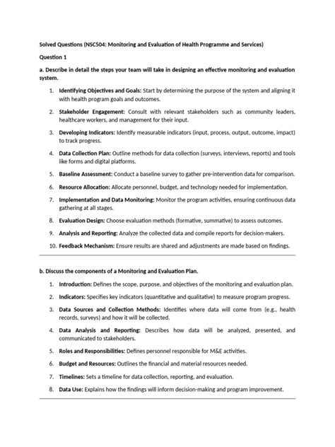 Solved Questions Nsc 504 Pdf Evaluation Monitoring And Evaluation