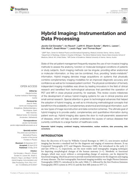 Pdf Hybrid Imaging Instrumentation And Data Processing