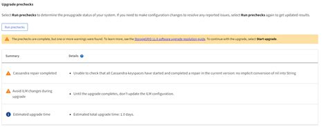 Storagegrid 118 Upgrade Precheck Detects Cassandra Keyspace Has Not
