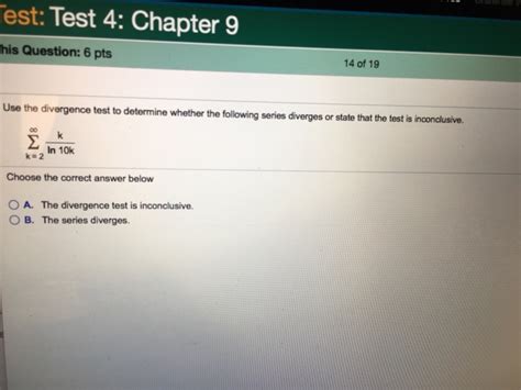 Solved Use The Divergence Test To Determine Whether The Chegg Com
