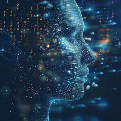Human Face Composed Digital Binary Code Symbolizing Integration Technology Into Our Essence