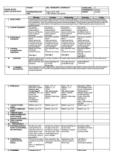 Dll In Science 7 Pdf Learning Teaching Method