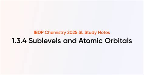 Sublevels And Atomic Orbitals 134 Ib Dp Chemistry Sl 2025 Notes