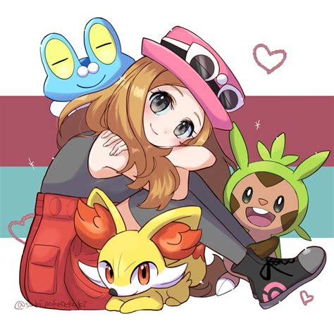 Serena Fennekin Chespin And Froakie Pokemon And 1 More Drawn By