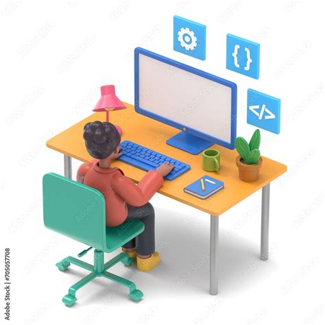 Programmer At Work Concept Banner Can Use For Web Banner Infographics Hero Images 3d