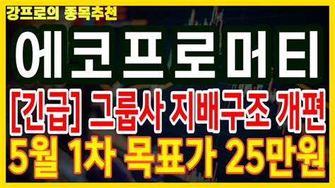 에코프로머티 주가전망 긴급 그룹사 지배구조 개편 5월 1차 목표가 25만원 에코프로머티 에코프로머티주가 에코프로머티목표가 Youtube