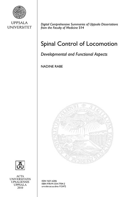 Pdf Spinal Control Of Locomotion Developmental And Functional Aspects