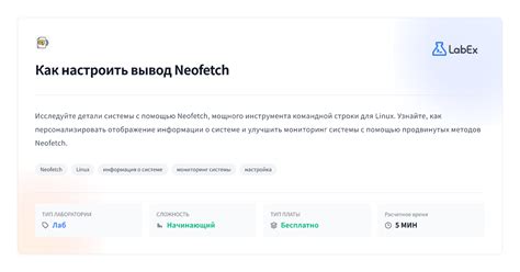 Как настроить вывод Neofetch Labex