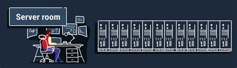 남자 앉아 직장 책상 데이터 센터 룸 호스팅 서버 컴퓨터 모니터링 개념 정보 데이터베이스 후면 보기 작업자 스케치 낙서 가로