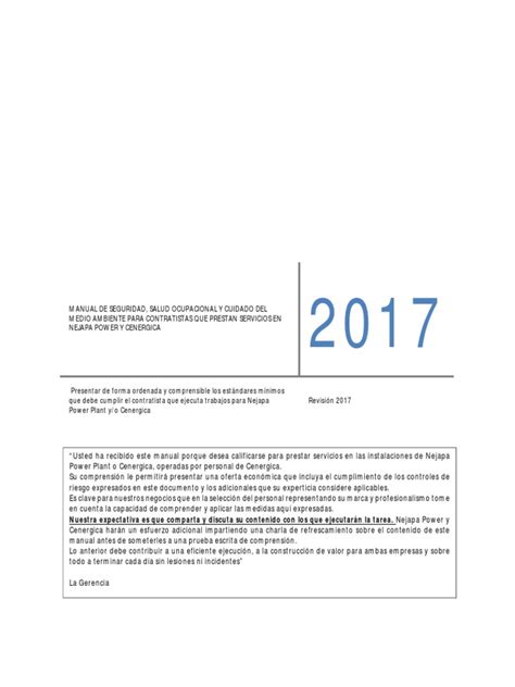 03 Manual De Ssma Para Contratistas 2017 New Pdf Seguridad Y Salud