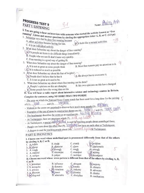 Chữa Progress Test 9 Ver 2 Pdf