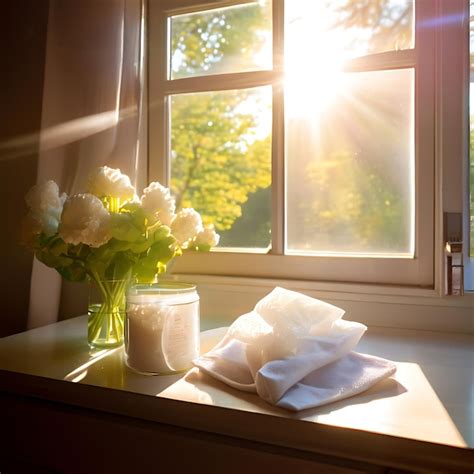 A Fresh Morning Scene With Softtouch Facial Tissues And Sunlight