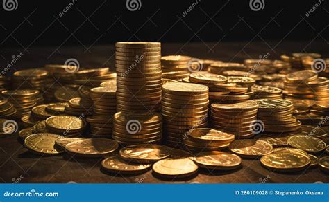 Golden Coin Stack Wealth Concept Photo Financial Economy Success Savings Profit Money