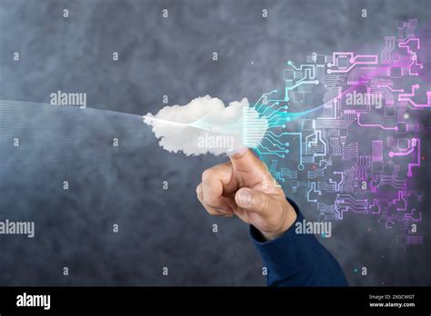 Businessman Touch Cloud Computing Icon Network Cloud Technology Cloud Data Transfer And Online
