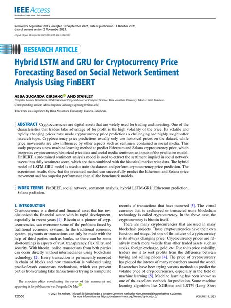 Hybrid Lstm And Gru For Cryptocurrency Price Forecasting Based On Social Network Sentiment