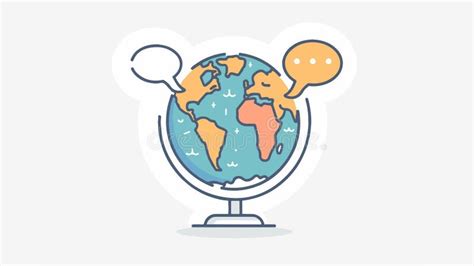 Global Communication Concept With Speech Bubble Outline Icon Vector Illustration Stock Vector