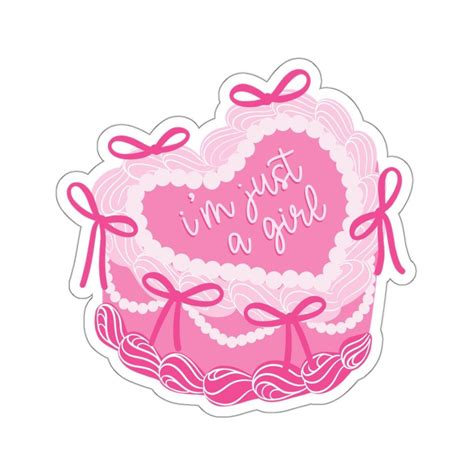 Vintage Heart Cake Sticker Pink And Gold Girl Stickers Custom