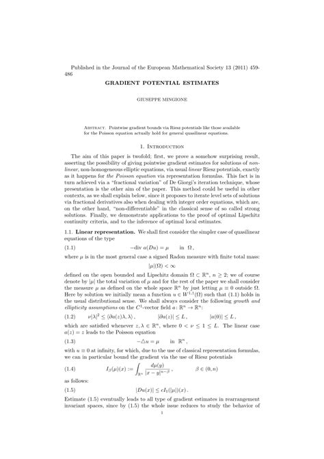 Pdf Gradient Potential Estimates
