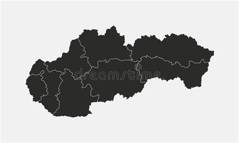 Slovakia Map With Regions Isolated On White Background Stock Vector