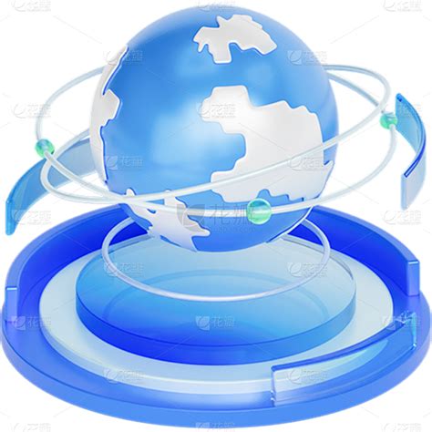 通用元素蓝色科技风科技感 3D互联网图标元素