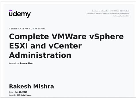 Excited To Share That I Have Successfully Completed The Complete Vmware Vsphere Esxi And
