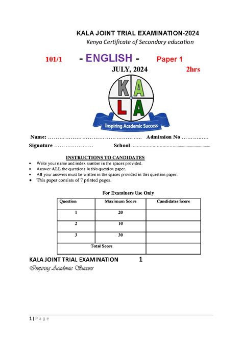 Kala Joint Trial Examination 2024 Pp1 Final Kala Joint Trial Examination 2024 Kenya