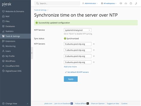 Ntp Timesync Extension Plesk