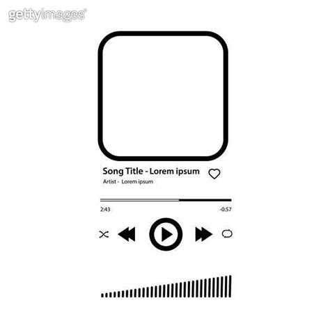 Music Player Song Plaque With Buttons Loading Bar Equalizer Sign Sound Wave And Frame For Album